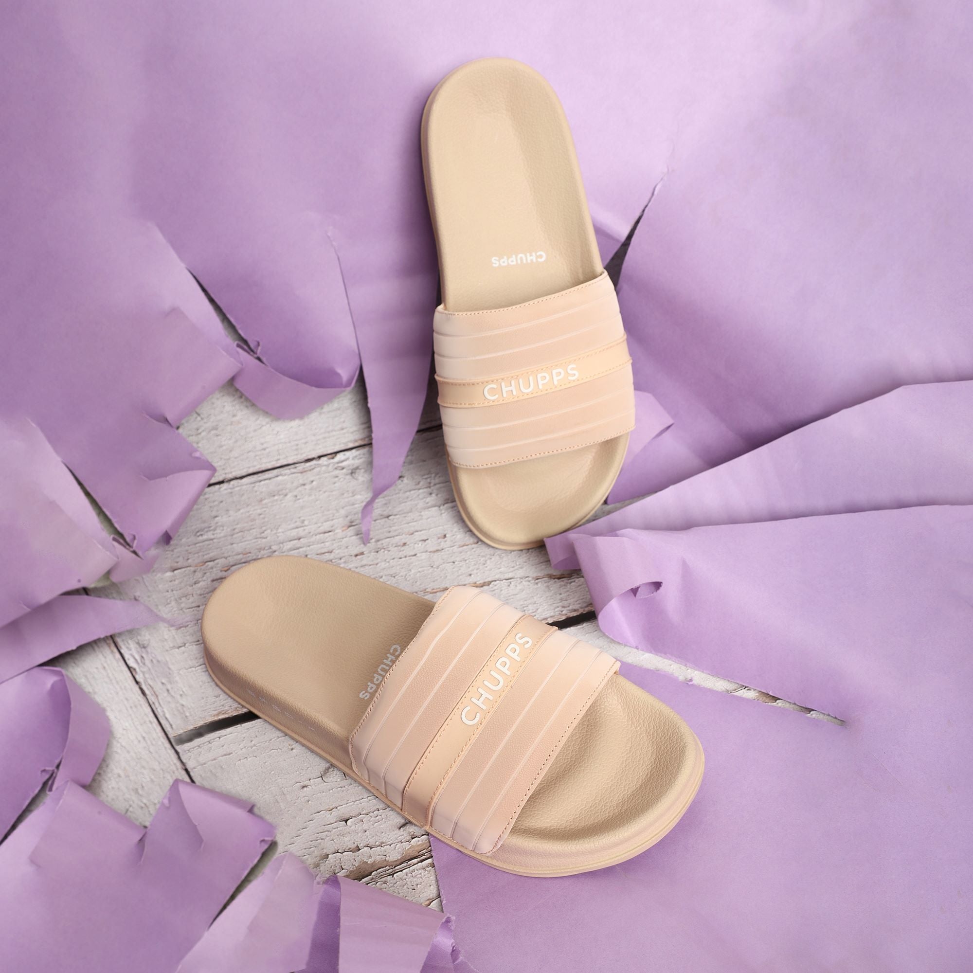 Stitch Beige Sliders -Women – CHUPPS