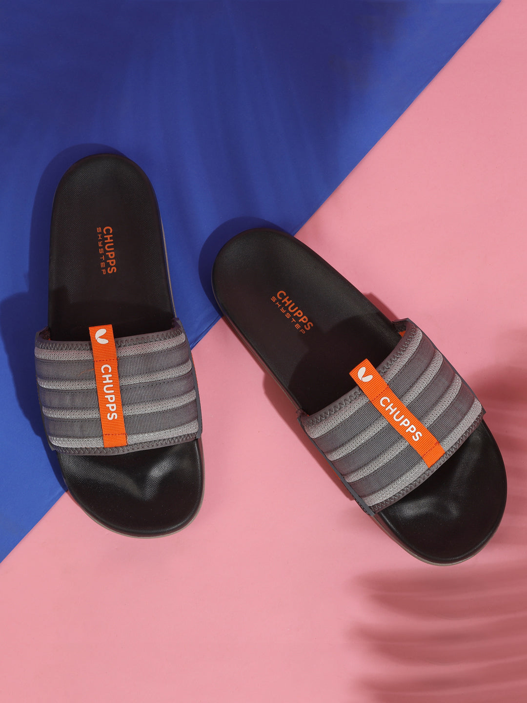 Track Grey Sliders – Sporty & Breathable Grey Sliders – CHUPPS