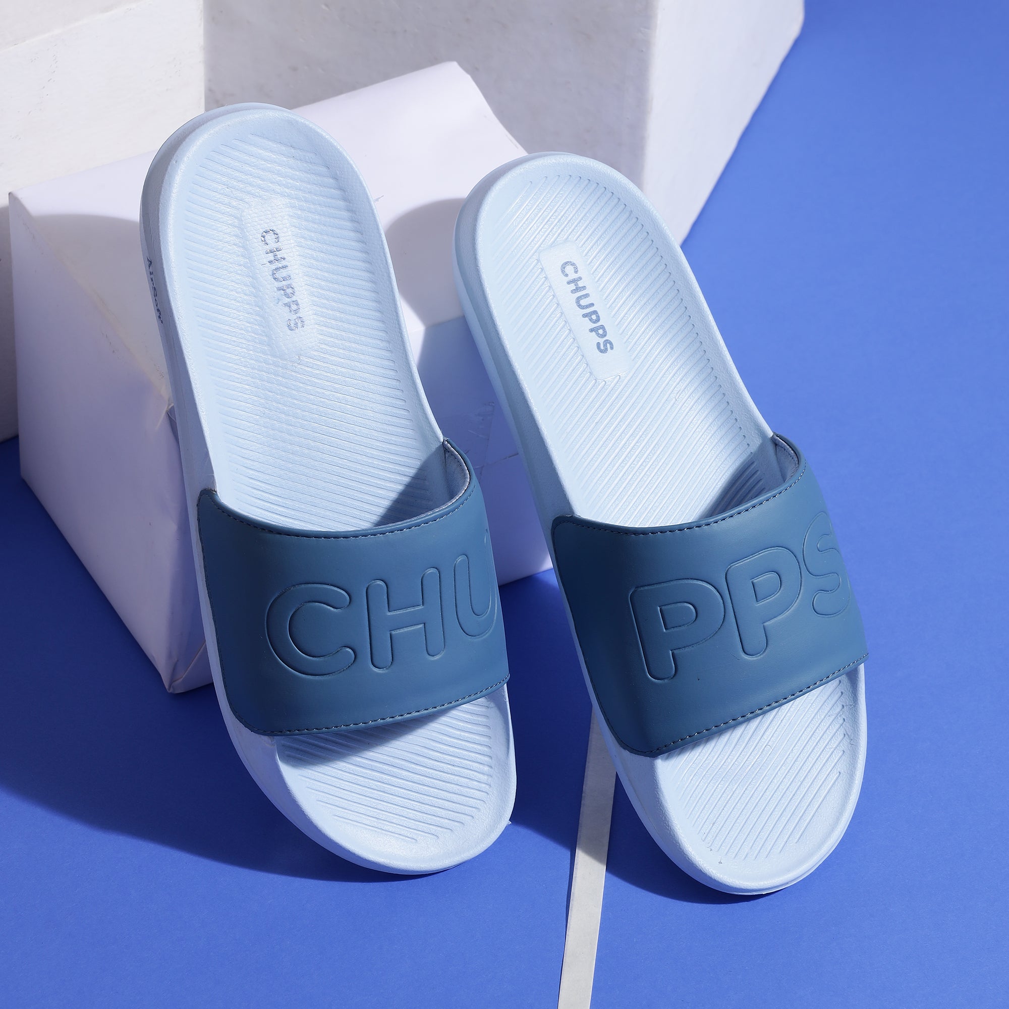 Sky Blue Sliders for Men – Pure Comfort by Chupps